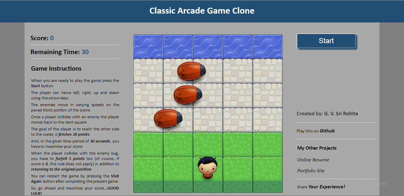 GitHub - GVSRohita/Classic-Arcade-Game-Clone
